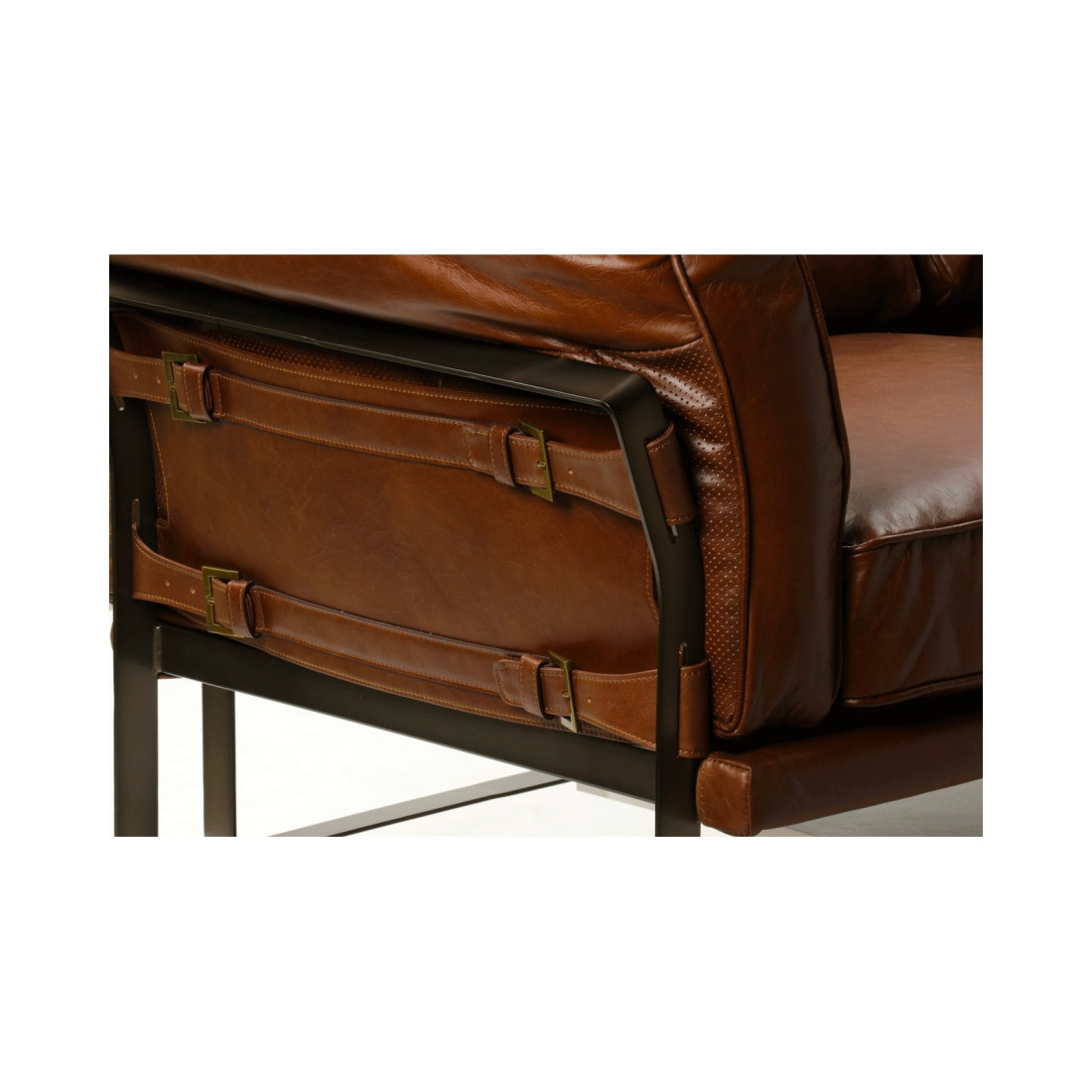 Canapé indus en cuir et métal