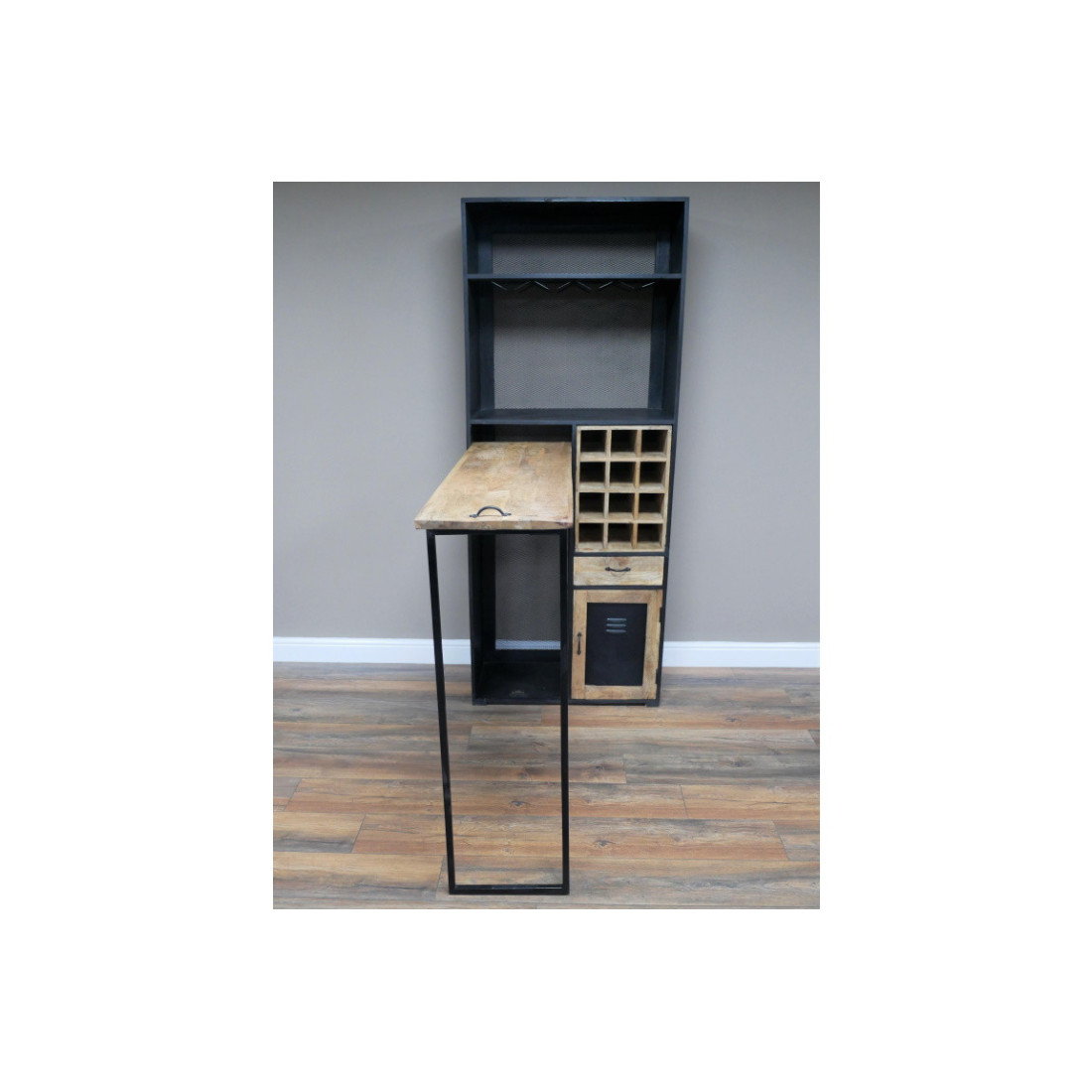 Armoire modulable en comptoir de bar avec rangements