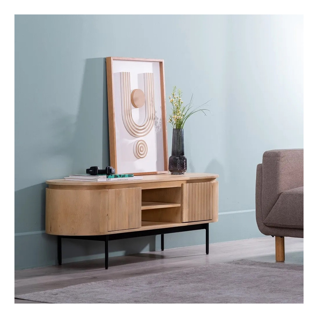 Meuble TV retro forme arrondie pour votre salon