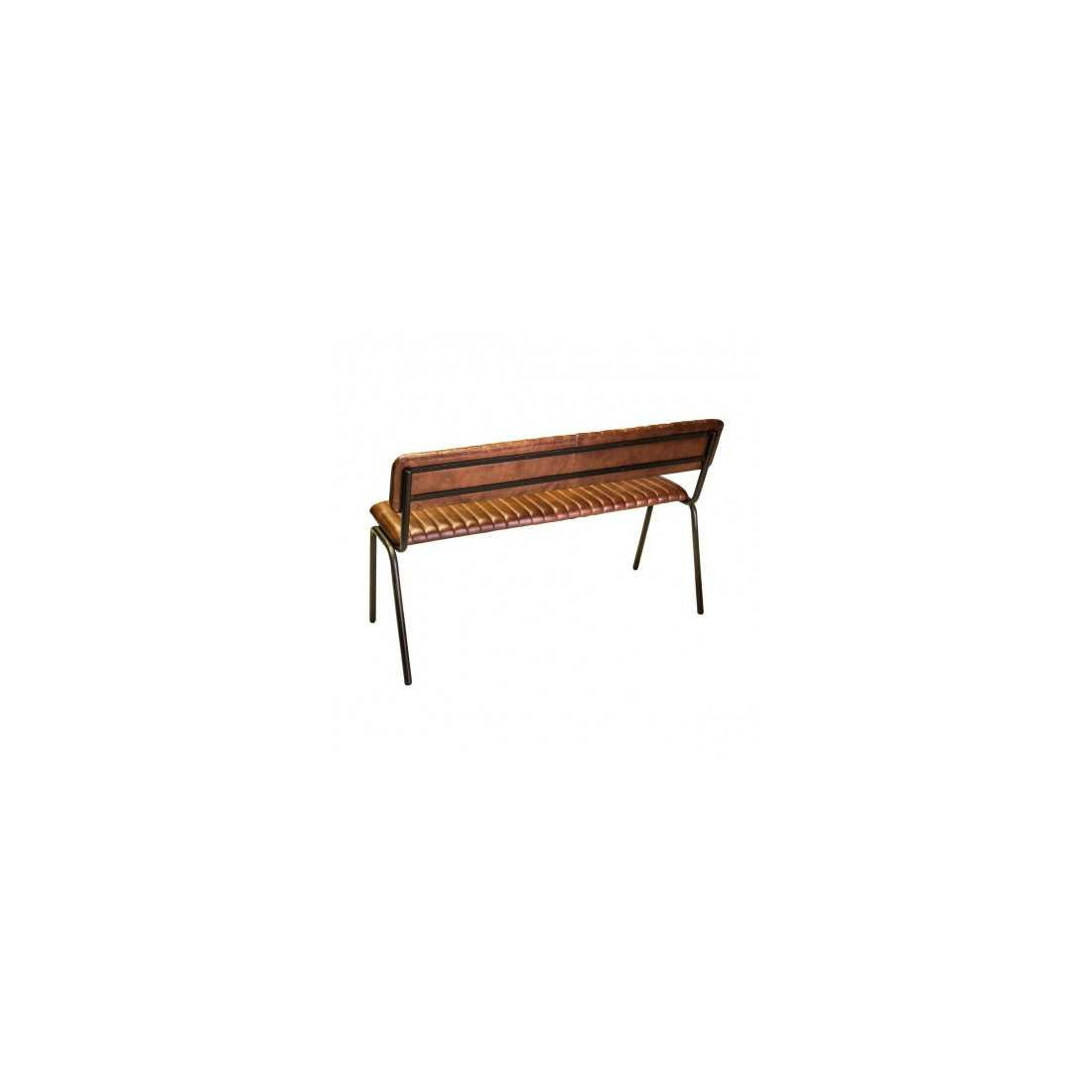 Banquette industrielle en cuir marron vintage