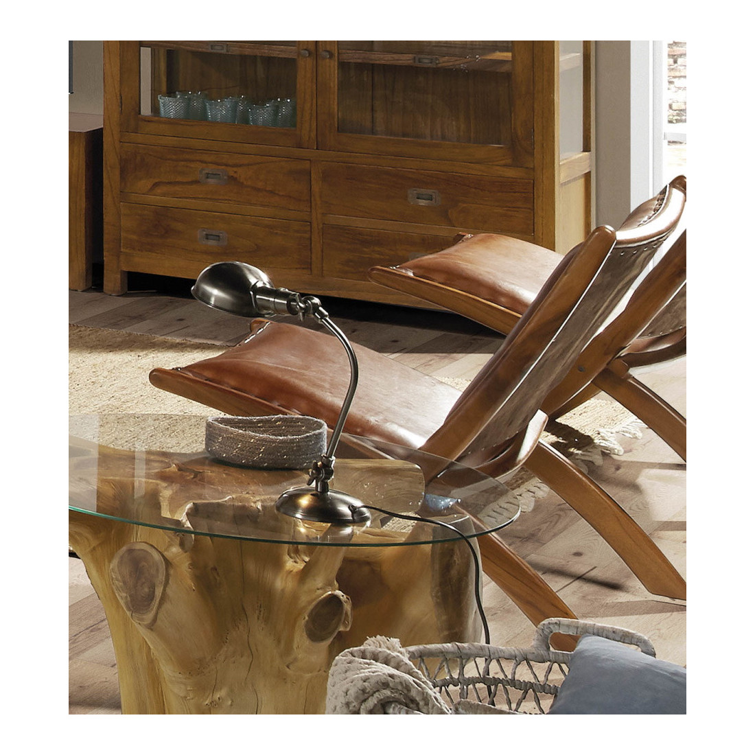 Fauteuil lounge pliable en cuir