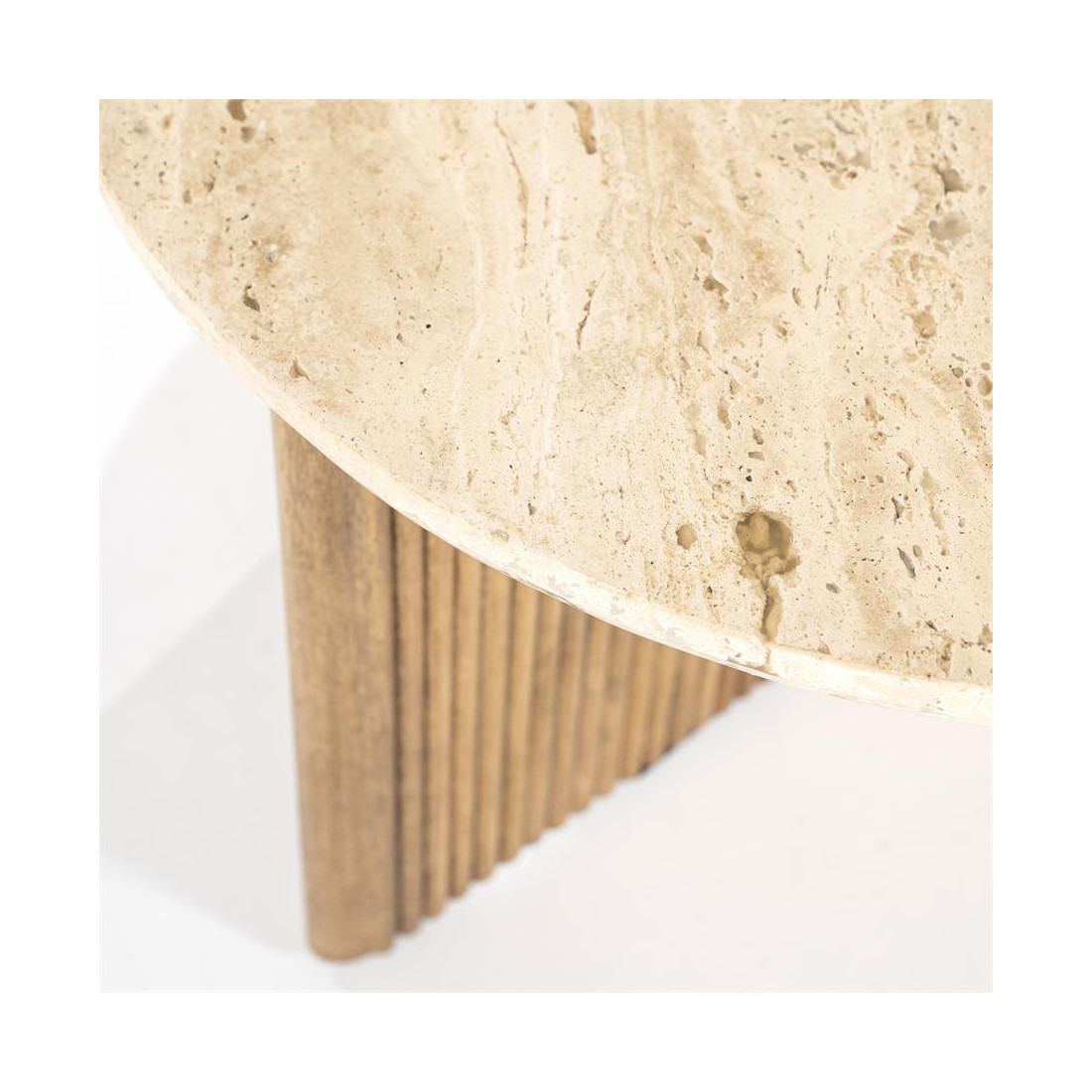 Table basse plateau rond en travertin Sara
